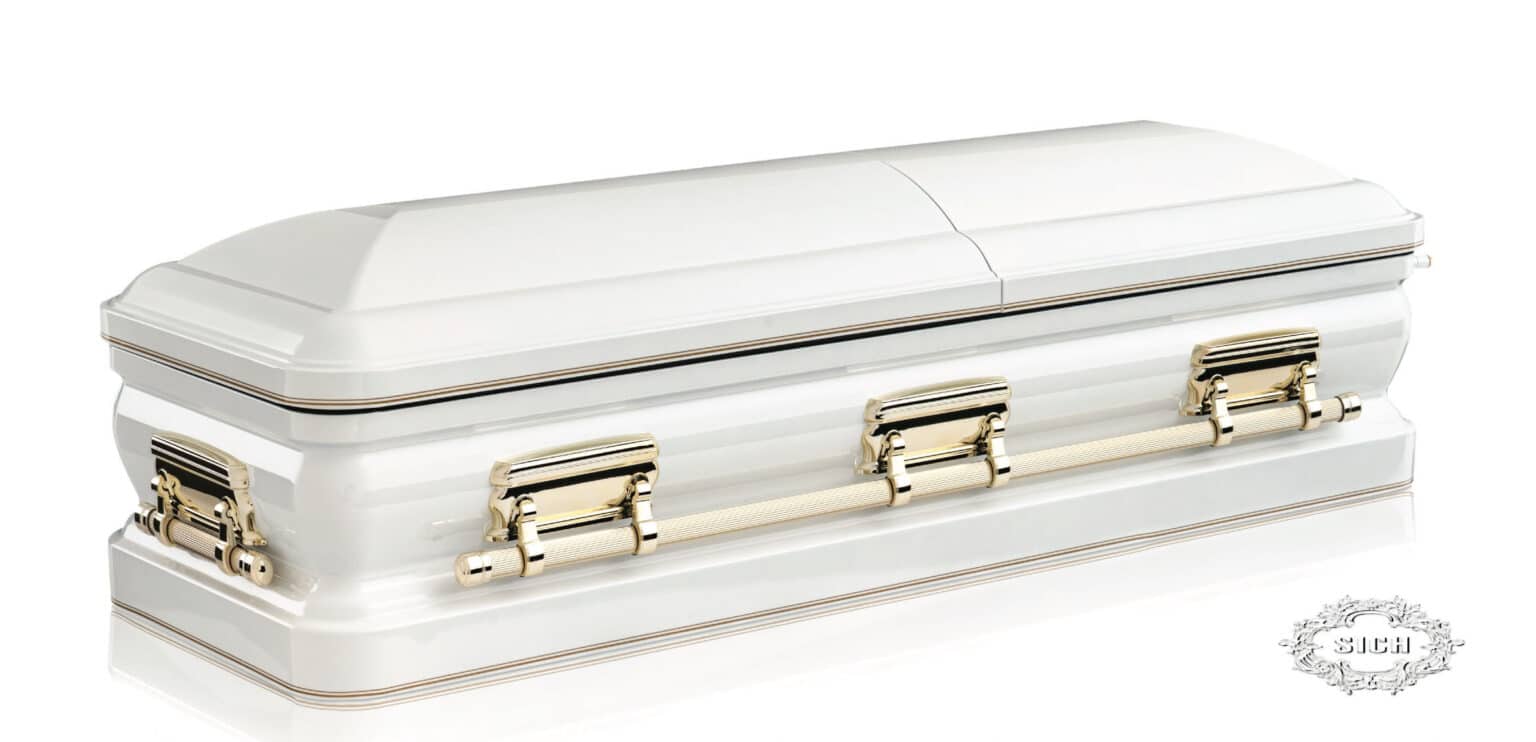 Steel Legacy Casket in Polished White Gloss Finish